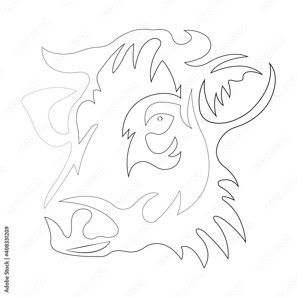 Black bull muzzle minimalism style. Design suitable for tattoos ...