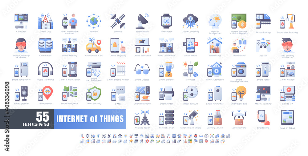 64x64 Pixel Perfect. Internet of Things (IOT). Flat Gradient Color ...
