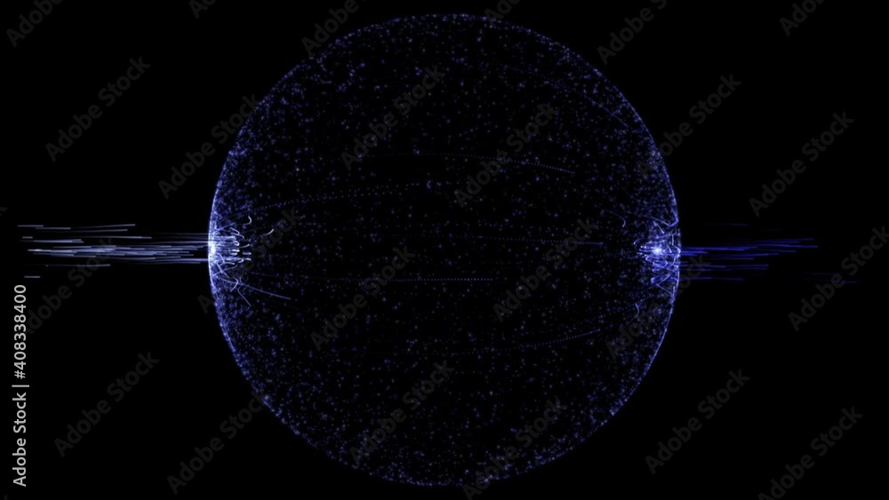 Electric particles flowing into glowing energy sphere Stock Video ...