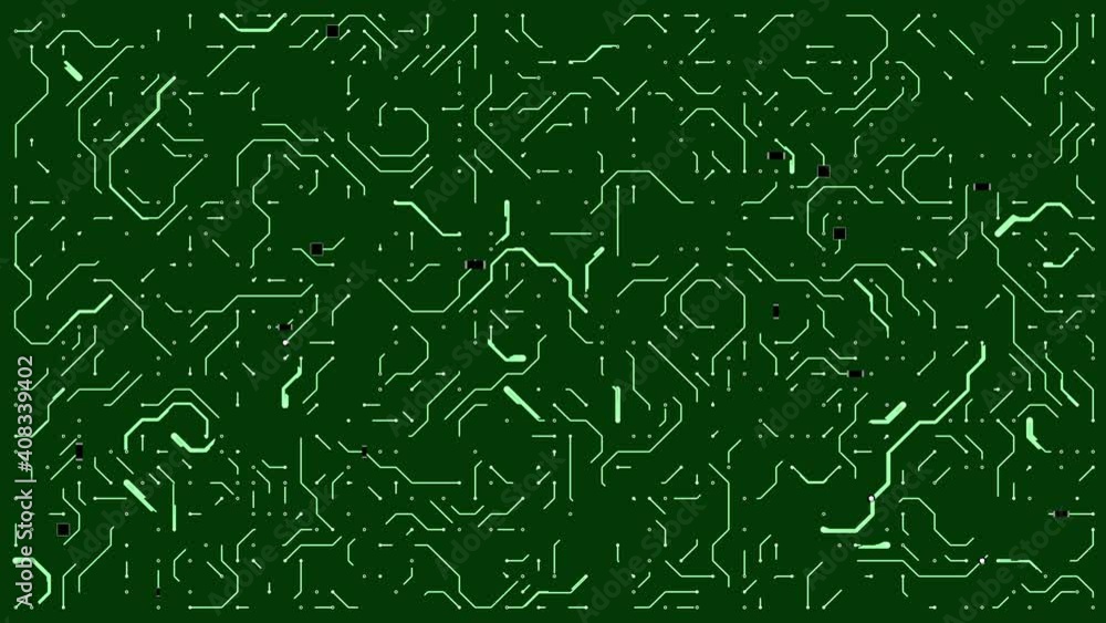 Emerging lines on green computer circuit board Stock Video | Adobe Stock