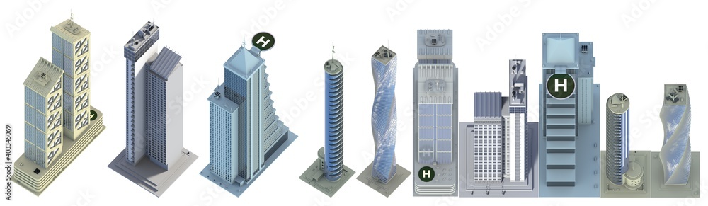10 top view fine detailed renders of fictional design hi-tech tall ...