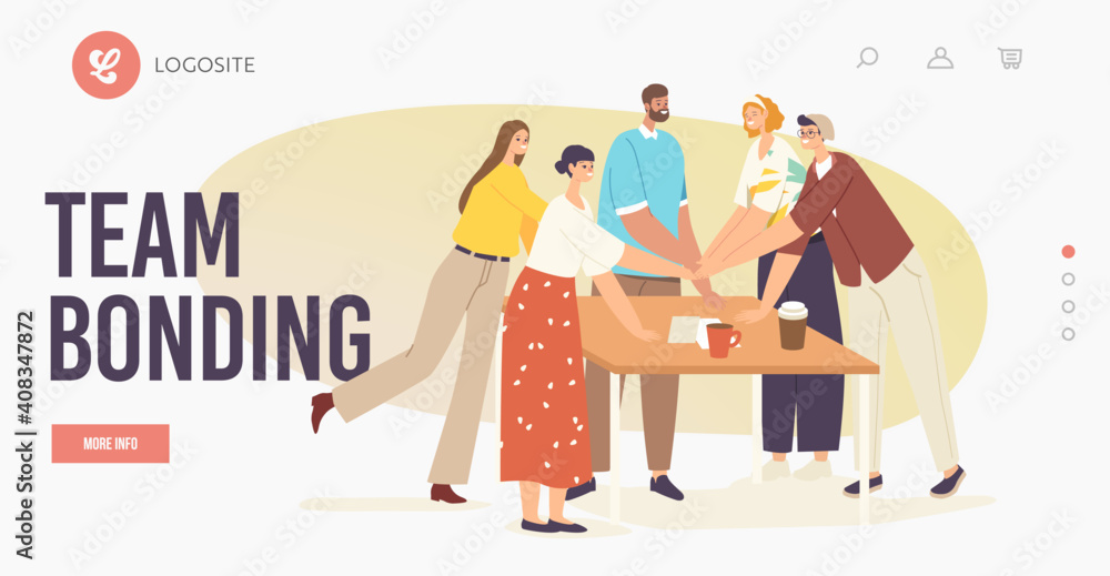 Teamwork, Team Bonding Landing Page Template. Office Colleagues ...