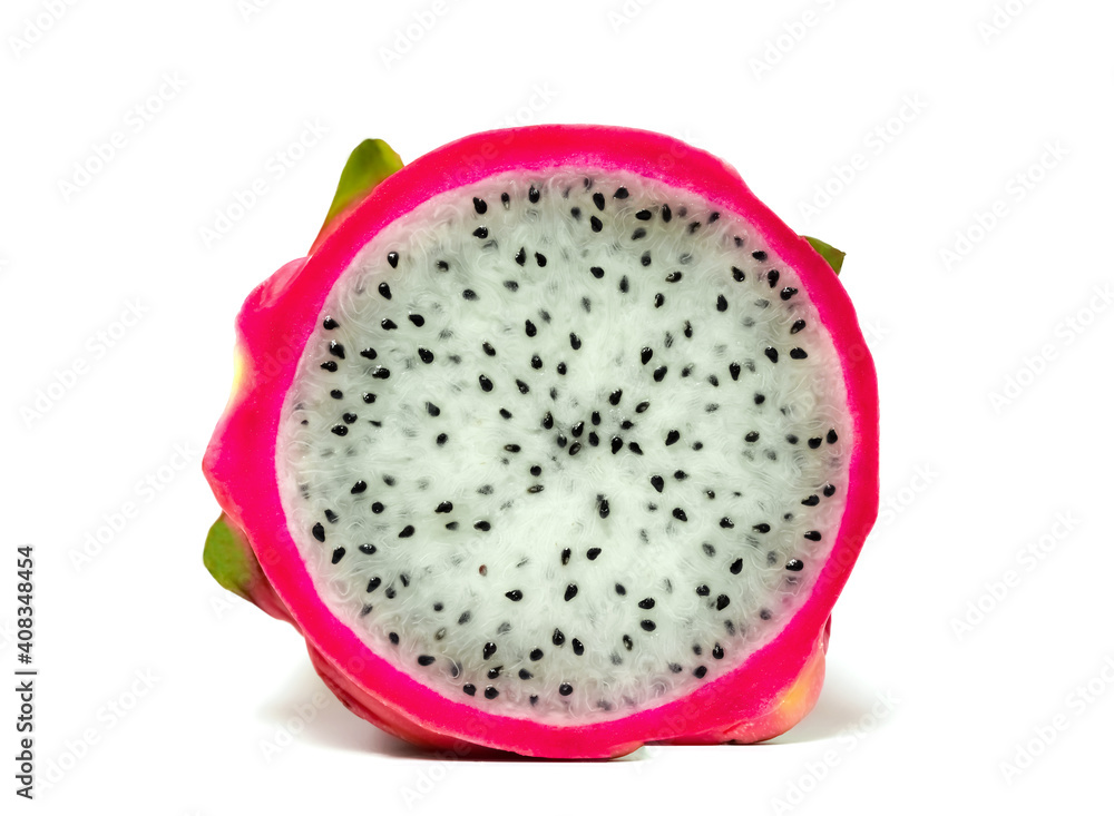Dragon fruit cut in half isolated on white ground. Stock Photo | Adobe ...