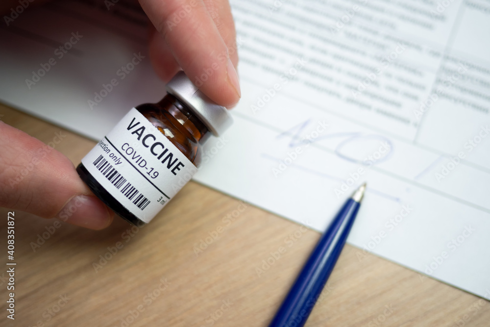 The person refuses to be vaccinated against coronavirus and ticks the ...