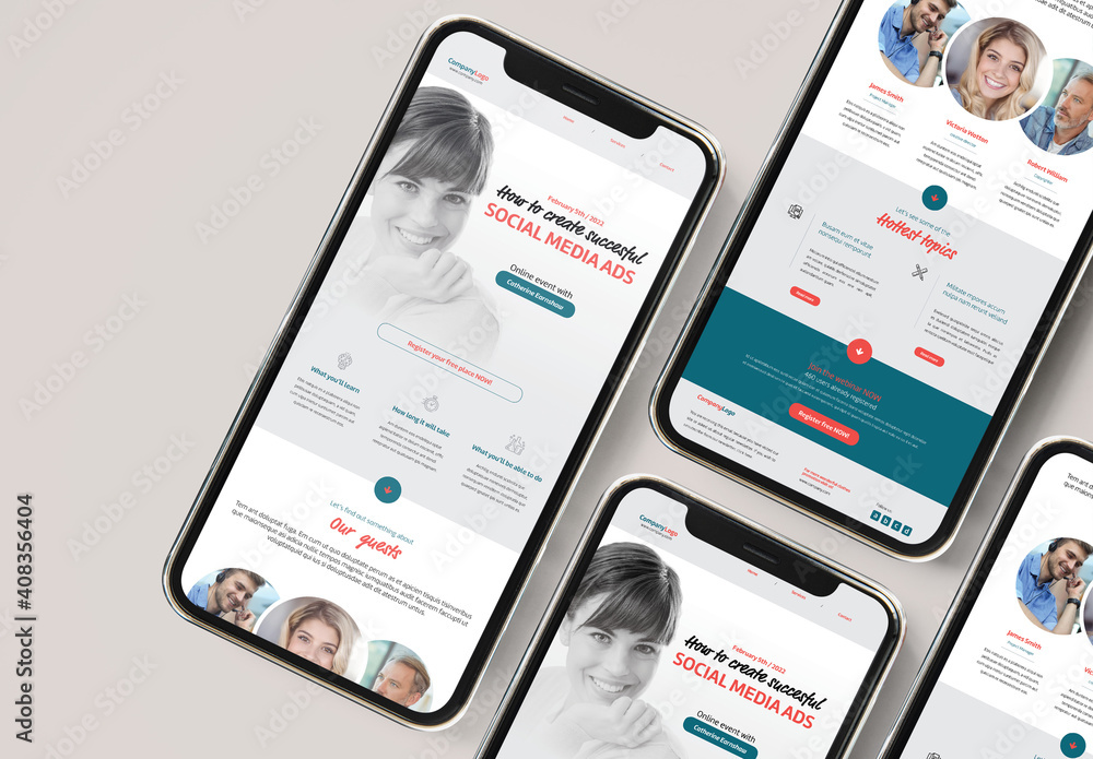 Webinar Promotion Email Newsletter with Tourqoise and Red Accents Stock ...