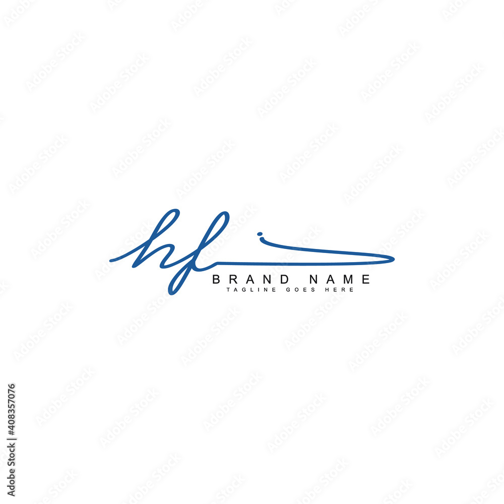 HF Initial Letter Logo - Hand Drawn Signature Logo Stock Vector | Adobe ...