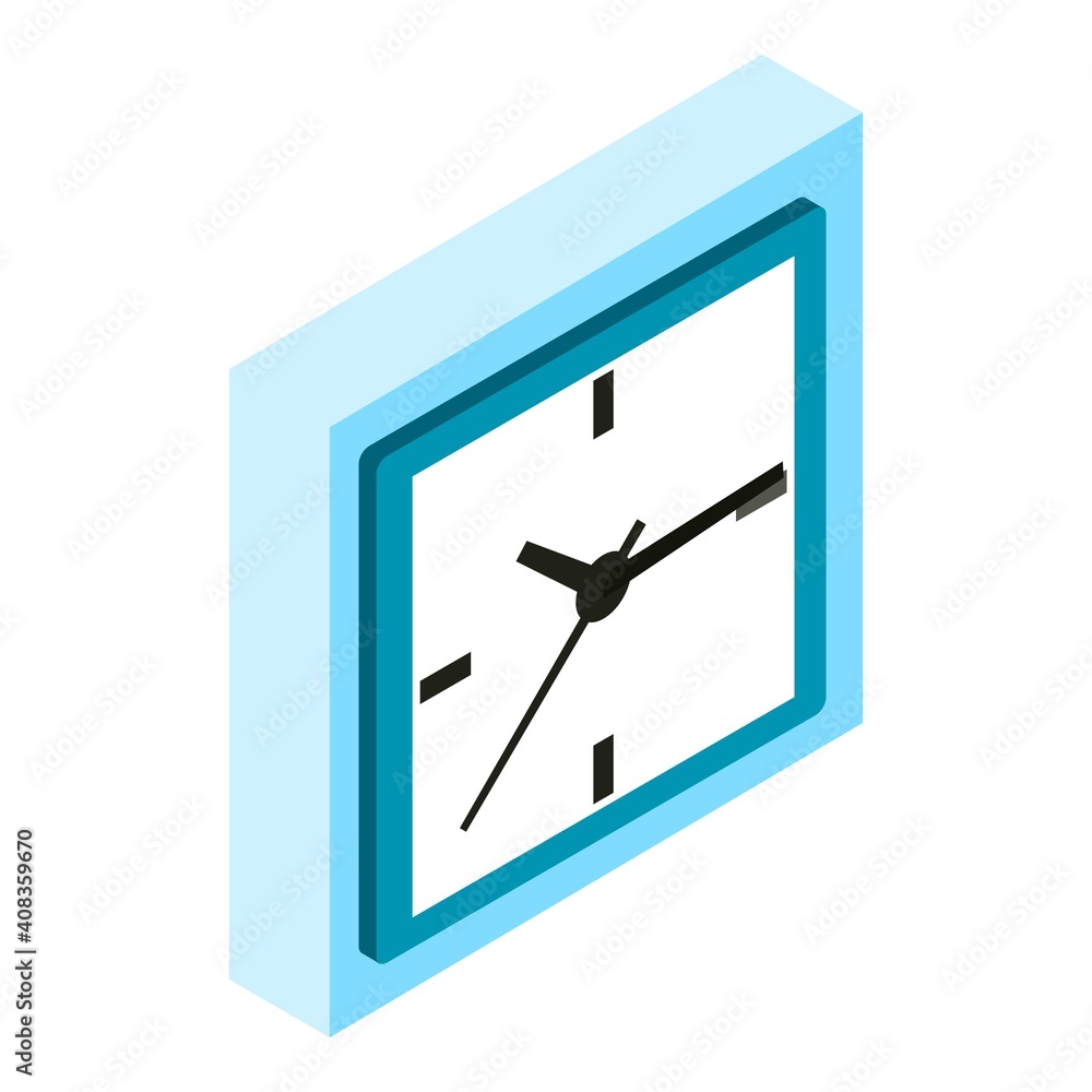 Square clock icon. Isometric illustration of square clock vector icon ...