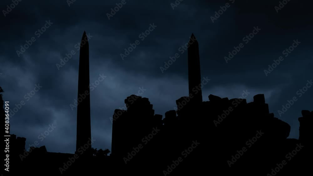 Luxor: Lightning and Thunderstorm flash over Obelisks of Ancient ...