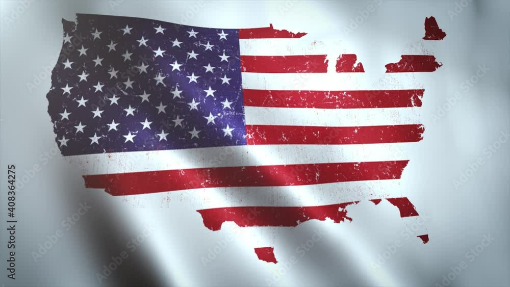 Vidéo Stock USA American Map On Flag Waving Textured Background Loop ...