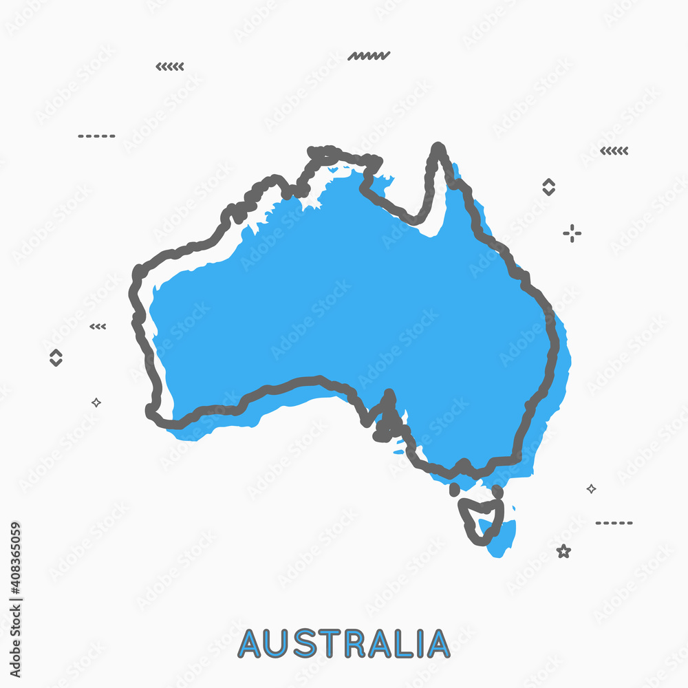 Australia map in thin line style. Australia infographic map icon with ...