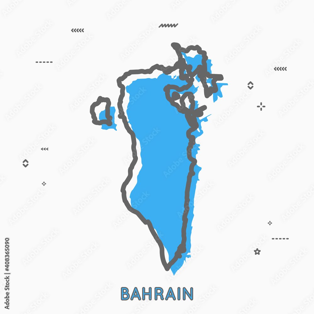 Bahrain map in thin line style. Bahrain infographic map icon with small ...