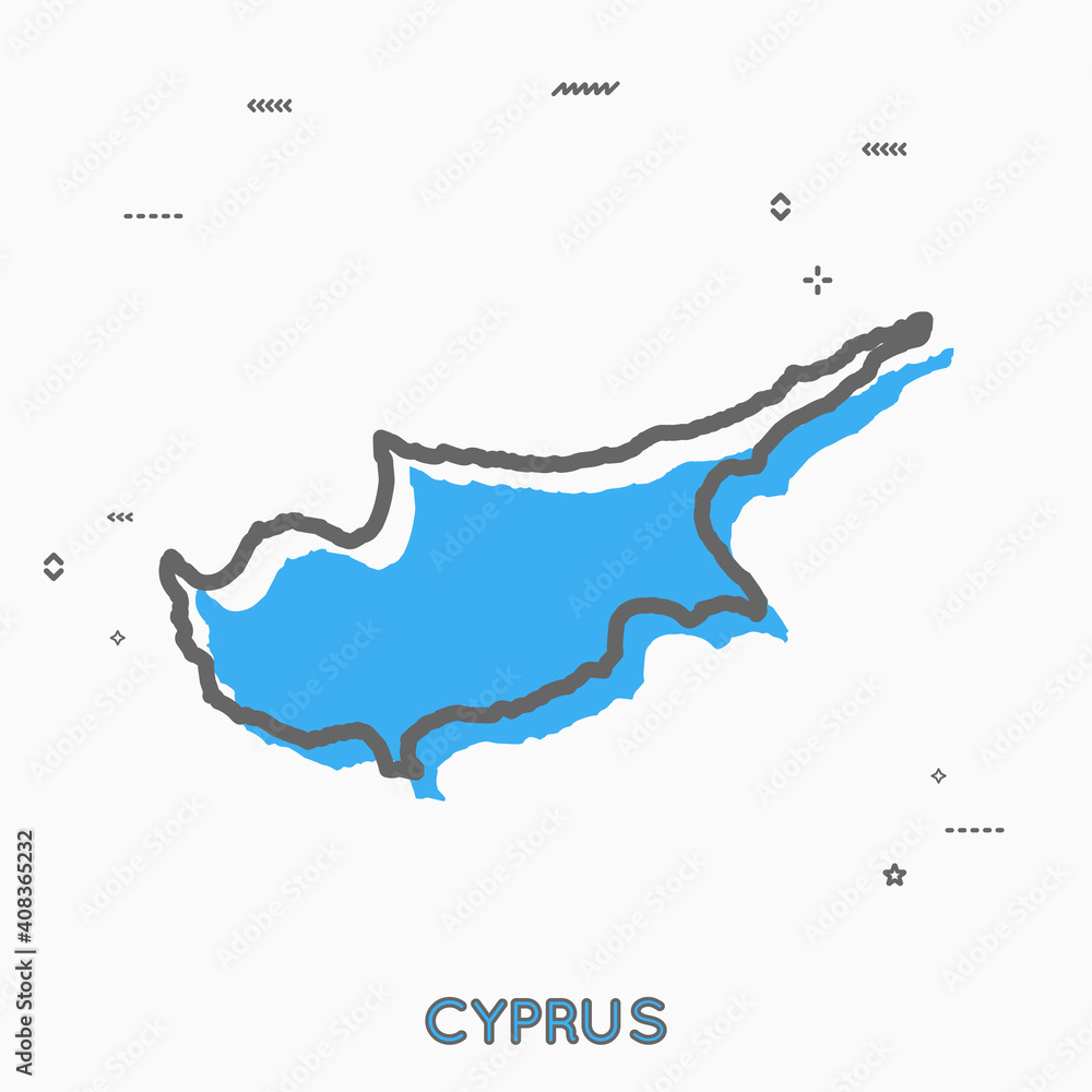 Cyprus map in thin line style. Cyprus infographic map icon with small ...