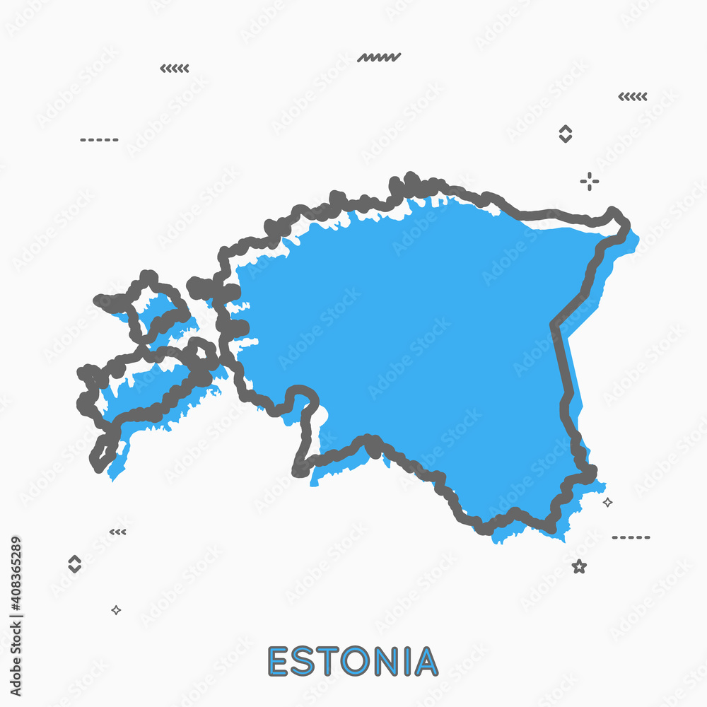 Estonia map in thin line style. Estonia infographic map icon with small ...