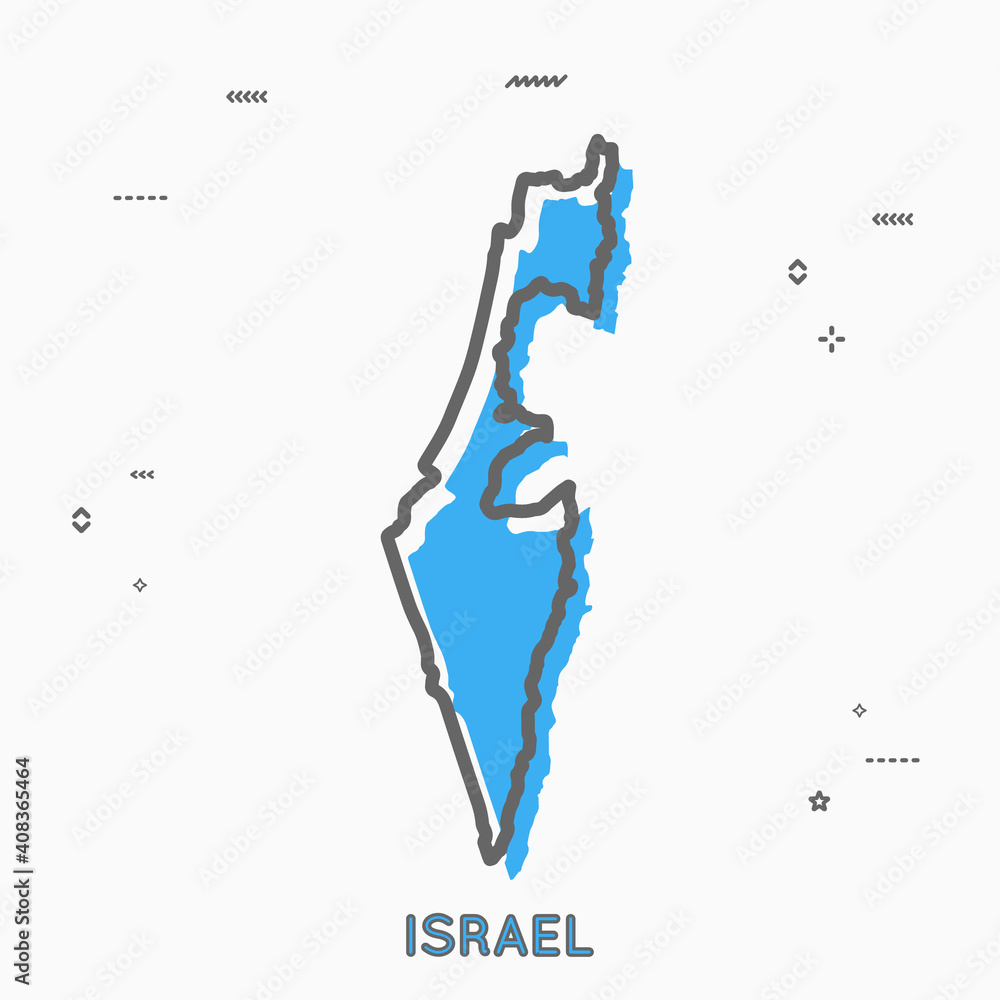 Israel map in thin line style. Israel infographic map icon with small ...