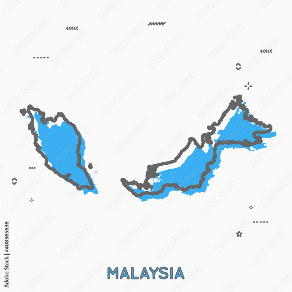 Malaysia map in thin line style. Malaysia infographic map icon with ...
