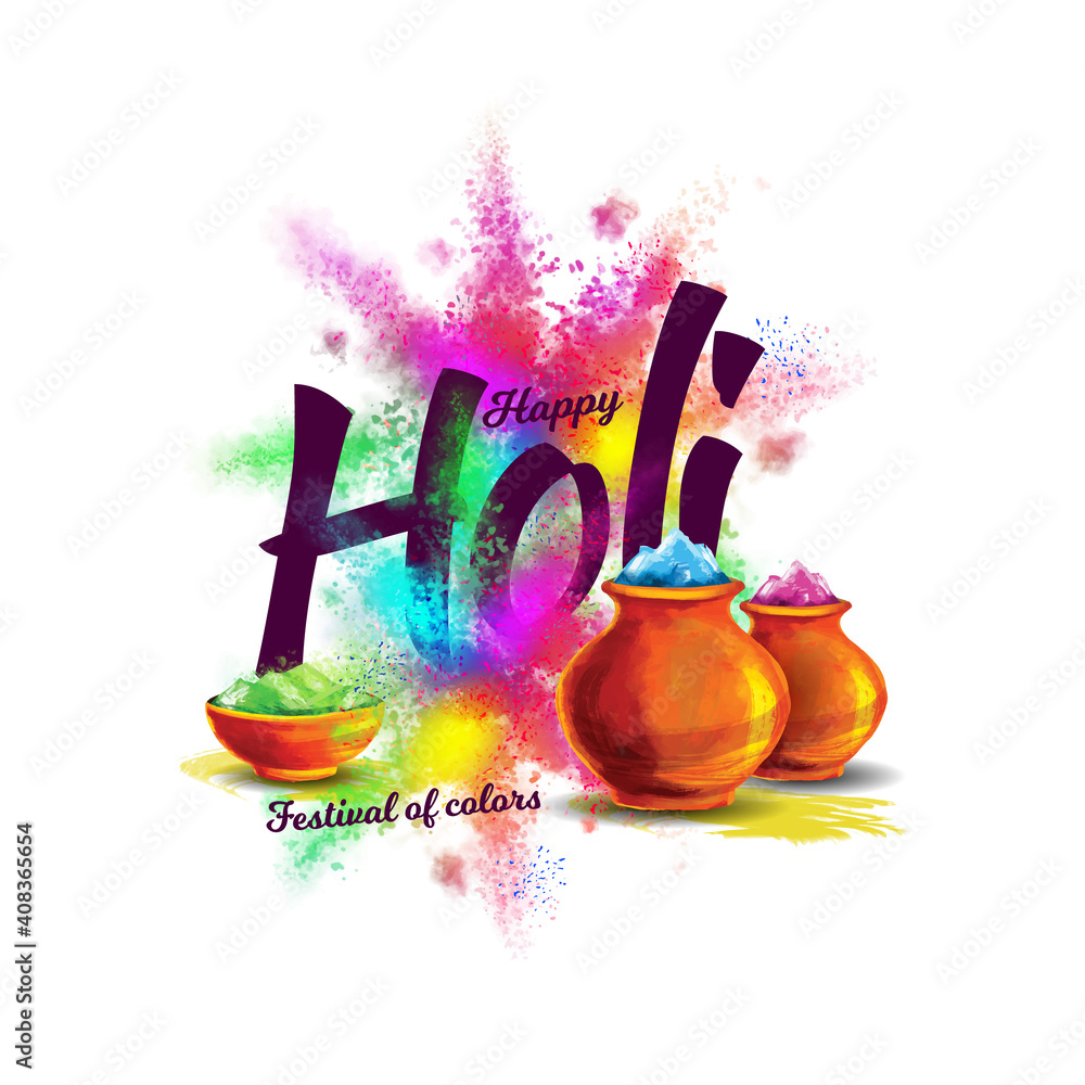 Holi Indian festival creative vector illustration. colored paint cloud ...
