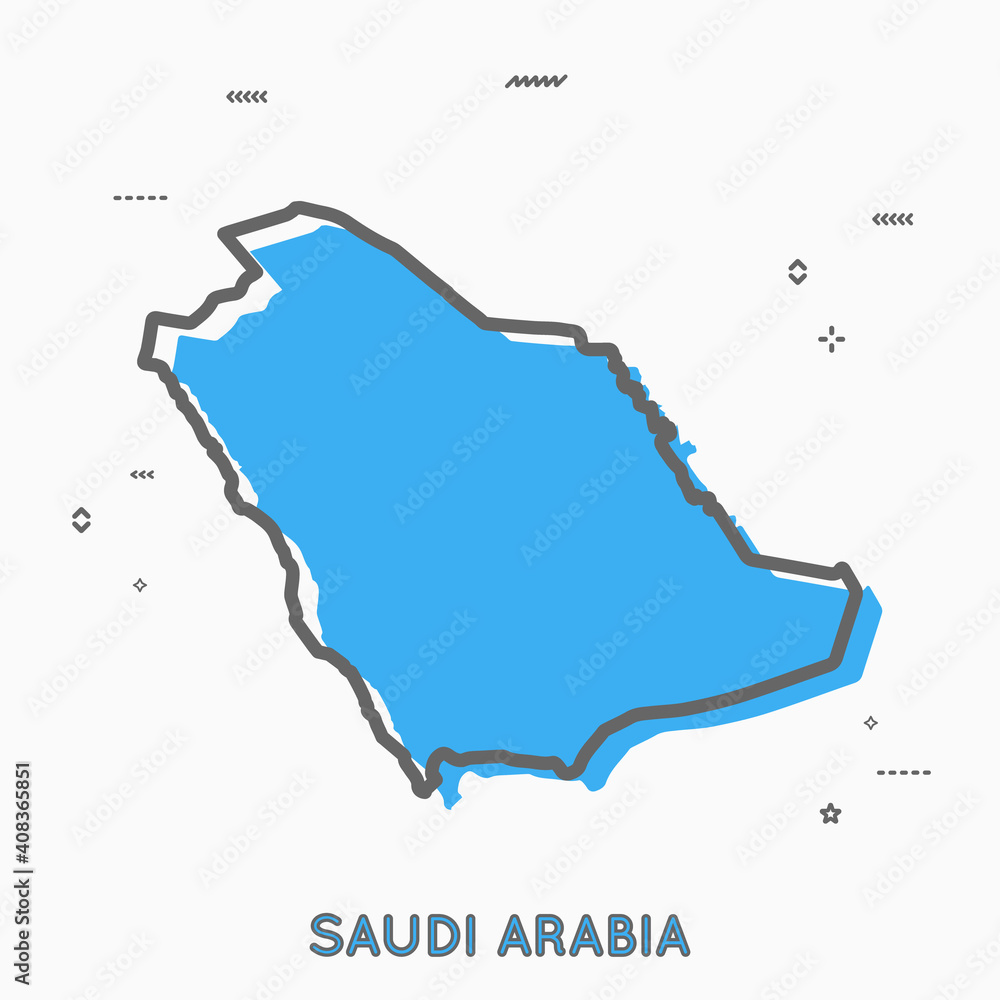 Saudi Arabia map in thin line style. Saudi Arabia infographic map icon ...