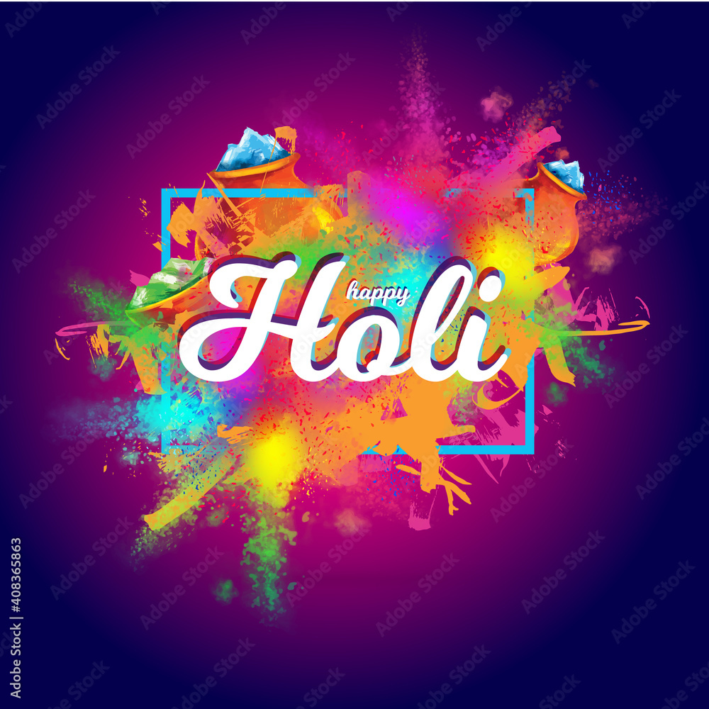 Holi Indian festival creative vector illustration. colored paint cloud ...