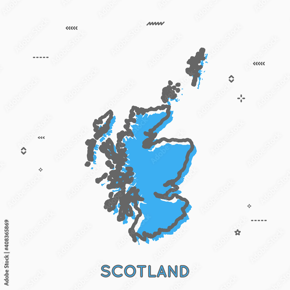Scotland map in thin line style. Scotland infographic map icon with ...