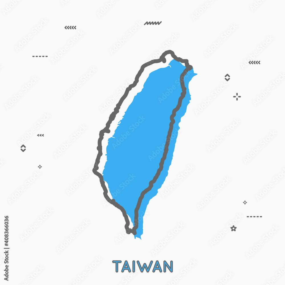 Taiwan map in thin line style. Taiwan infographic map icon with small ...