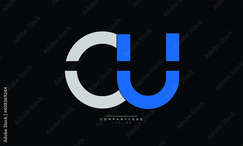 CU icon monogram letter text alphabet logo design Stock Vector | Adobe ...