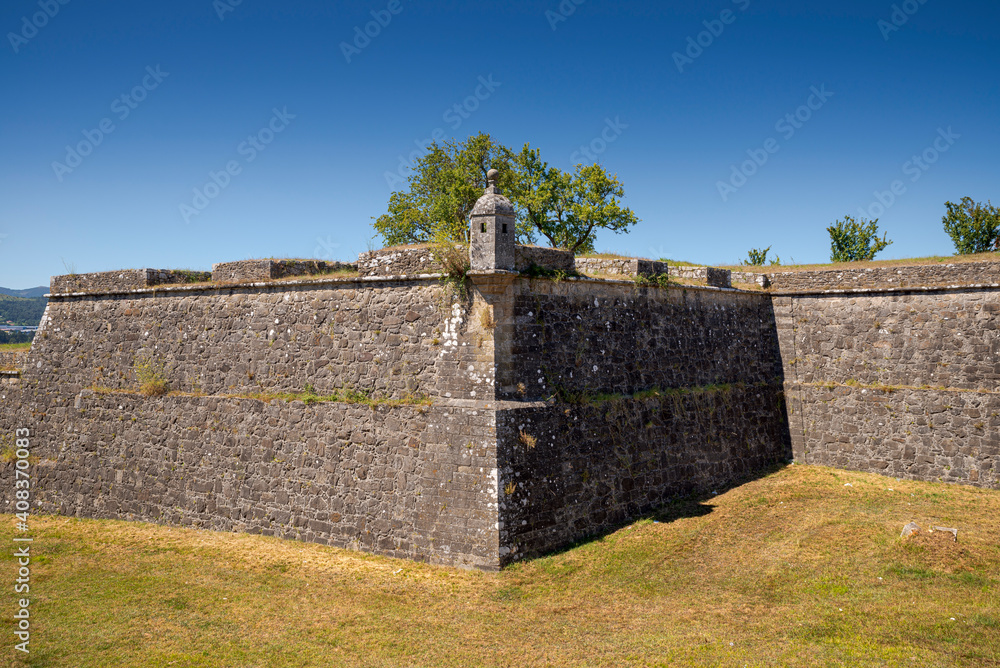 Defensive walls of the Fortress of Valenca do Minho, a historic city in ...