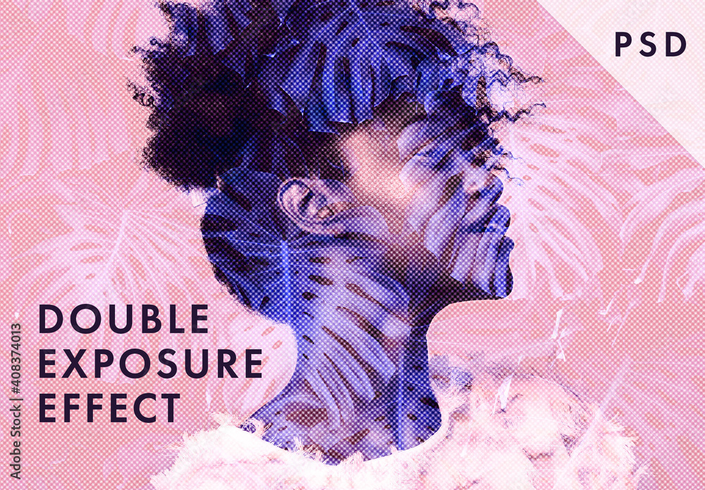 Double Exposure Risograph Effect Mockup Stock Template | Adobe Stock