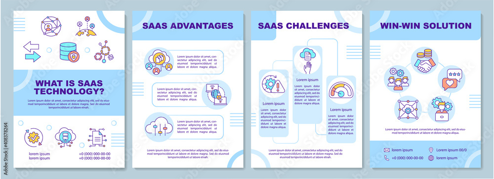 What is SaaS technology brochure template. SaaS Advantages. Flyer ...