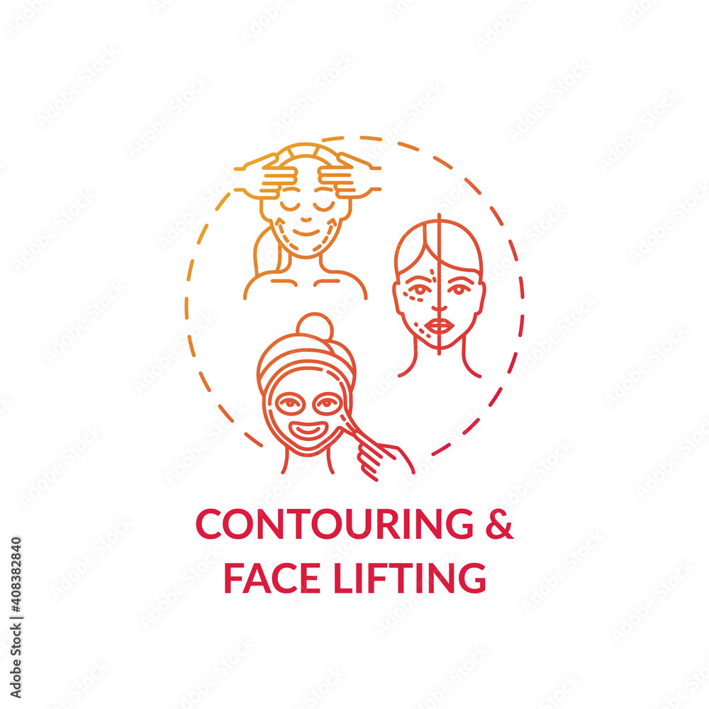 Contouring and face lifting concept icon. Face mask idea thin line ...