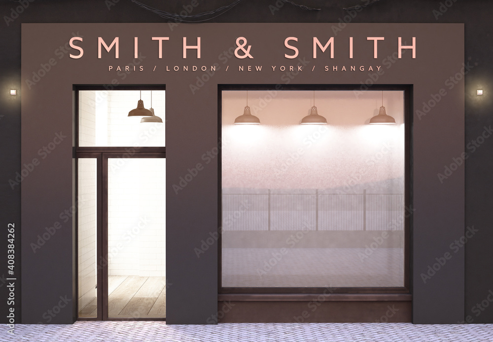 Facade with Volume Signage Mockup Stock Template | Adobe Stock