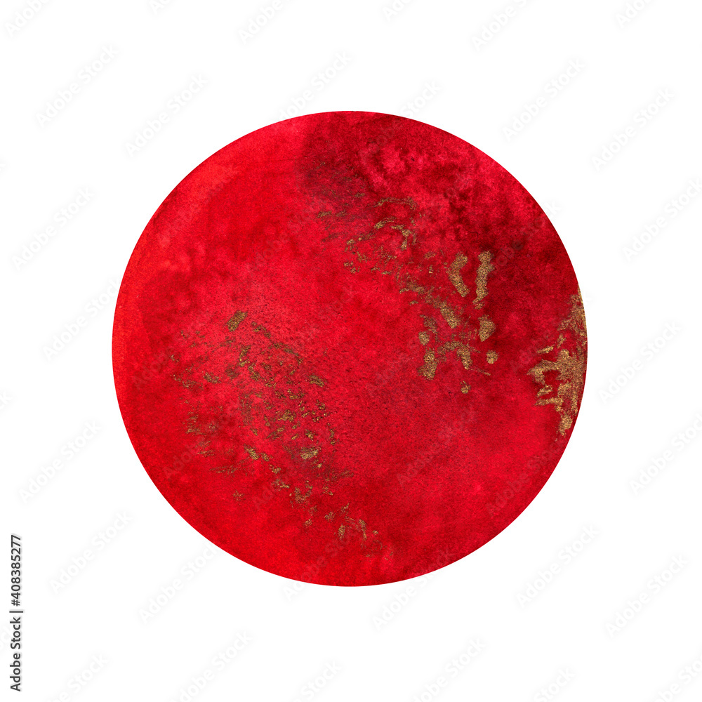 Watercolor handdrawn red planet Mars isolated on white background ...