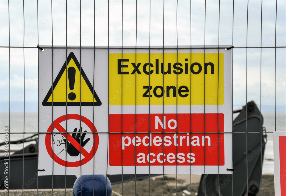 Sign on a construction barrier warning people of no access Stock Photo ...