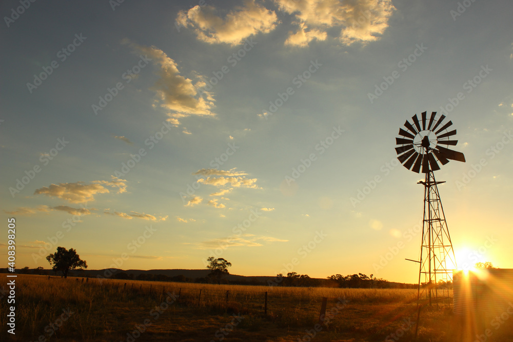 Farm Windmill Silhouette