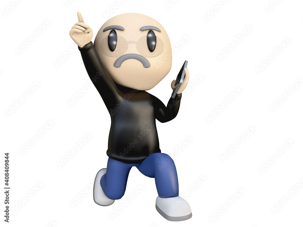 CLIPPING PATH 3D RENDER ILLUSTRATION human man people tourist glasses ...