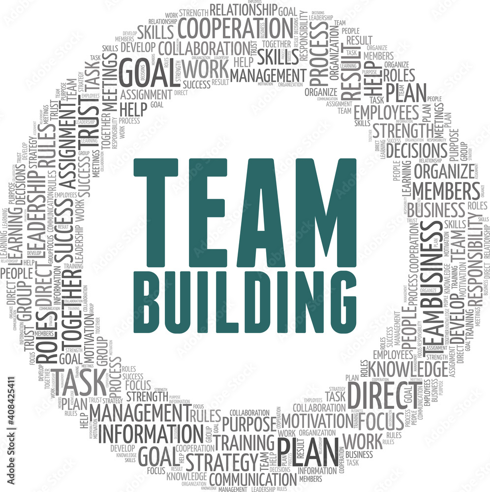 Team building vector illustration word cloud isolated on a white ...