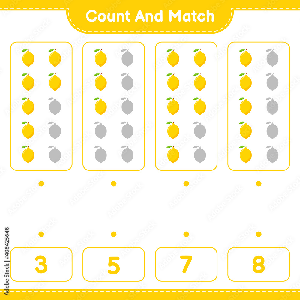 Count and match, count the number of Lemon and match with right numbers ...