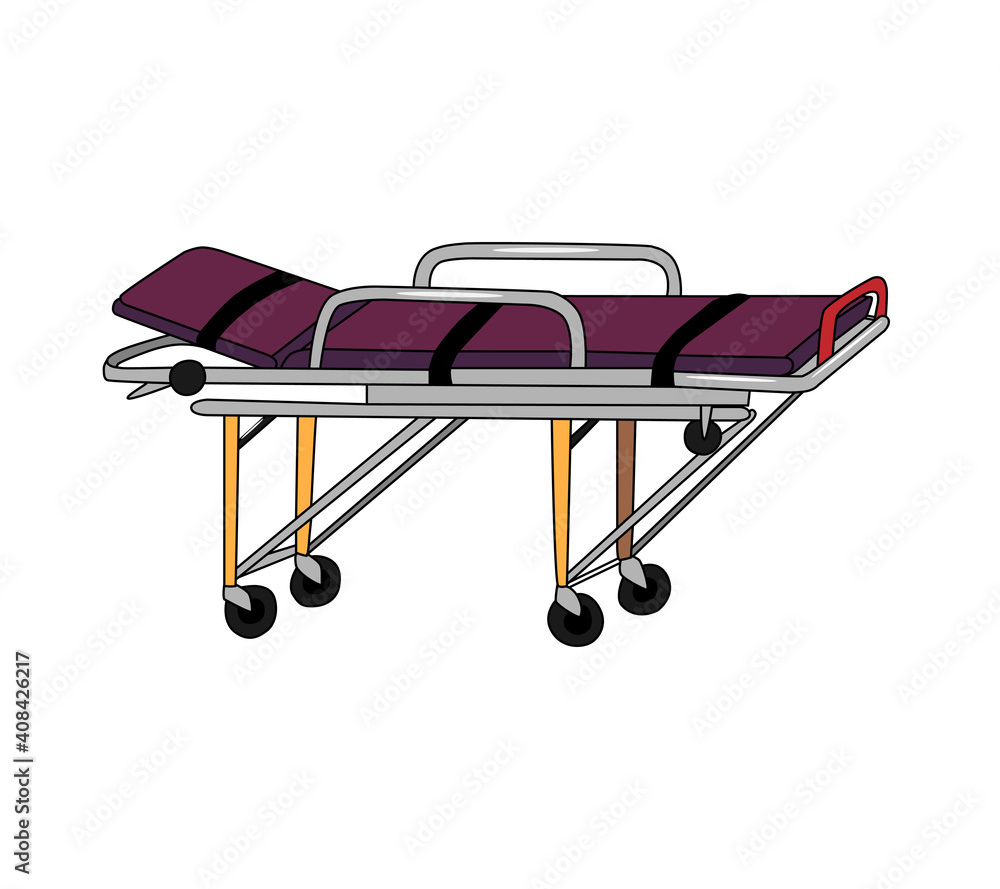 Medical stretcher for ambulance or hospital, color vector illustration ...