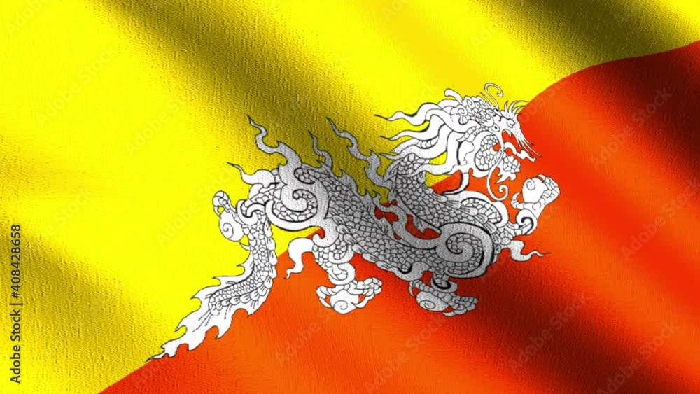 Seamless Loop 4K VDO. National flag of Bhutan. 3D rendering ...