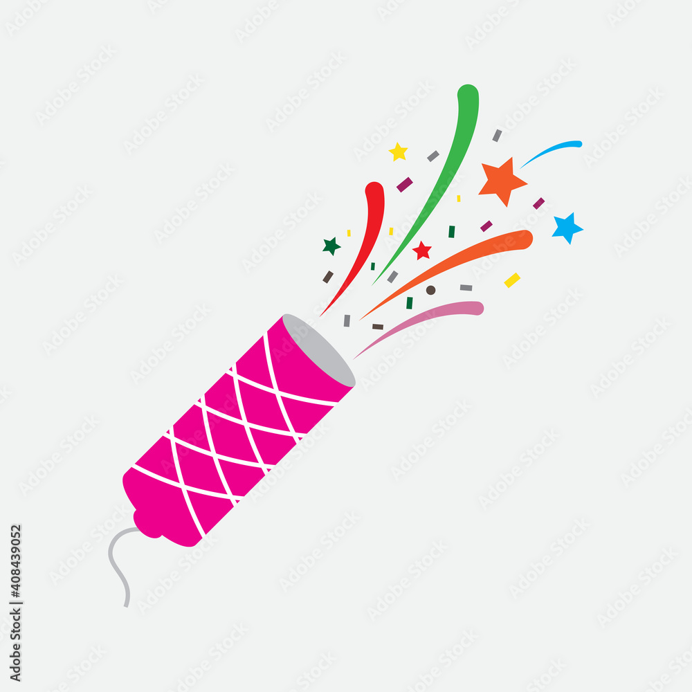 Exploding party popper with confetti. vector illustration Stock Vector ...