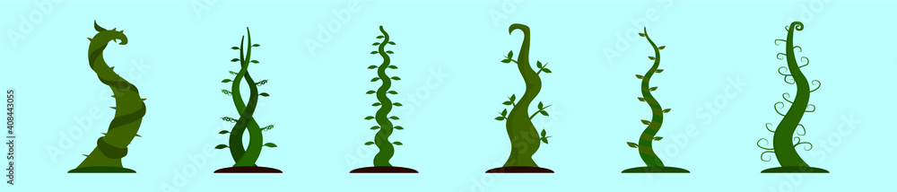 set of beanstalk cartoon icon design template with various models ...