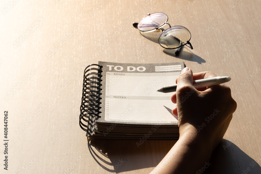 Planner writing daily appointment. People plan and noted schedule book ...