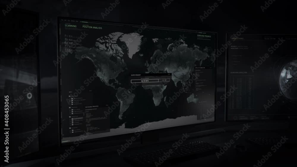 Criminal detection software loading. Spy satellites activation. World ...