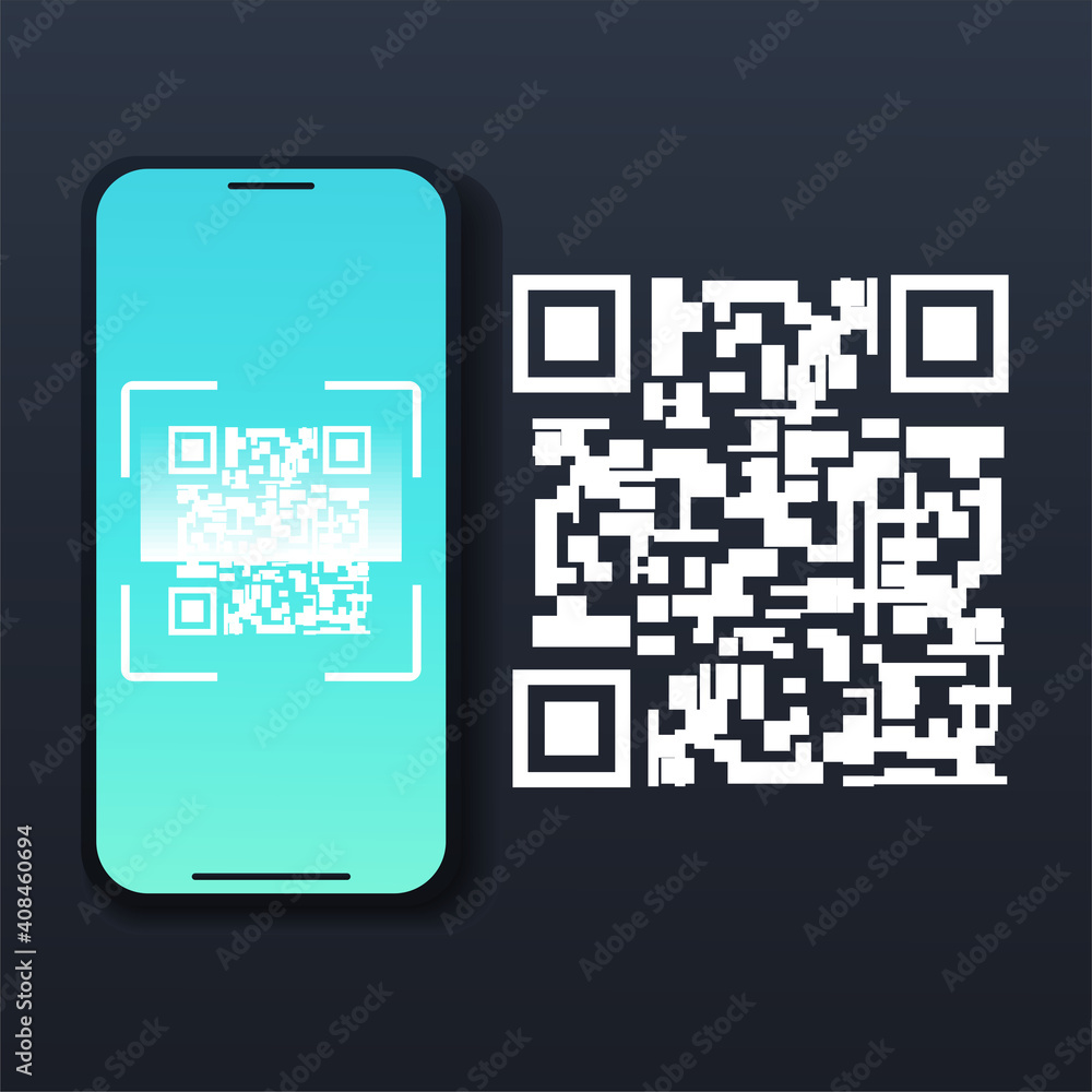 Barcode on screen. Smartphone screen with scan QR code. Digital ...