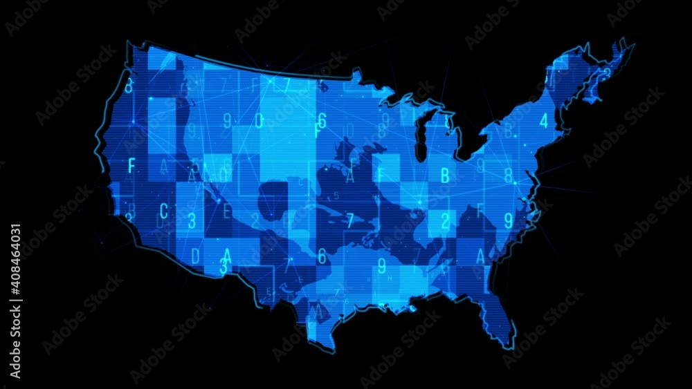 USA digital cyber technology map background. Digital map network or ...