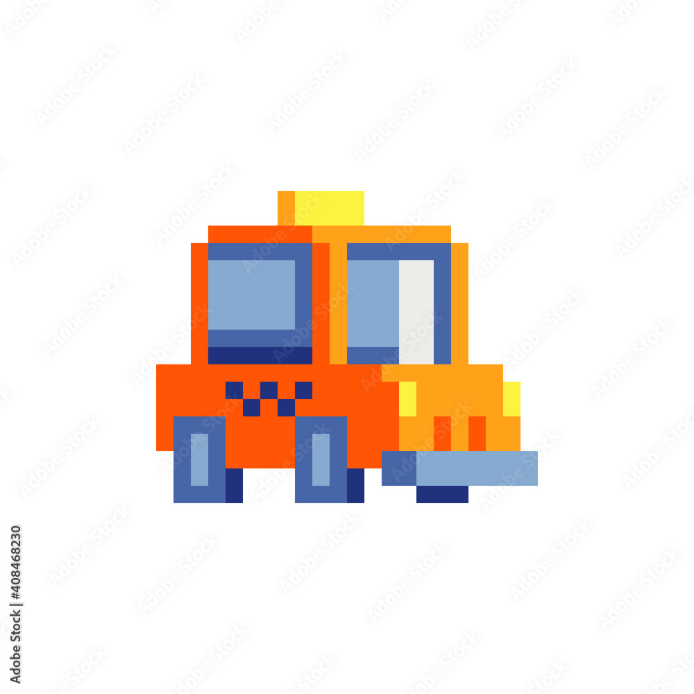 Taxi icon. Pixel art car flat style. Icon for websites, logo, web ...