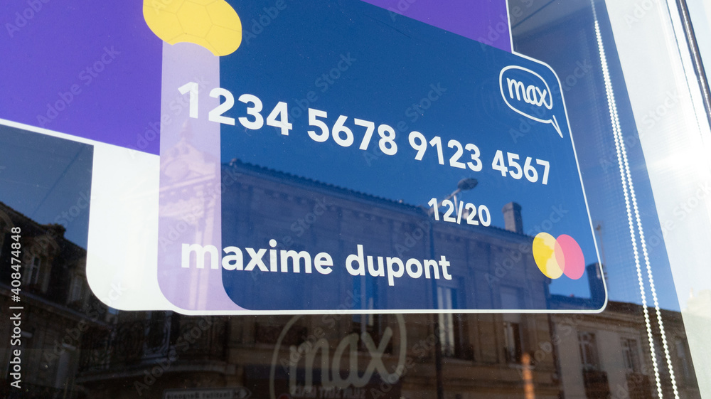 Max card logo sign of neo-bank of Credit Mutuel bank agency facade in ...