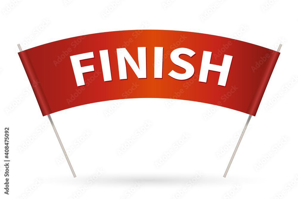 Flag finish for the race. streamers of Finish in flat style. Red colors ...