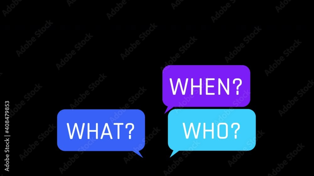 Popping Hierarchy Bubble With 5W 1H Question Animation on Black ...
