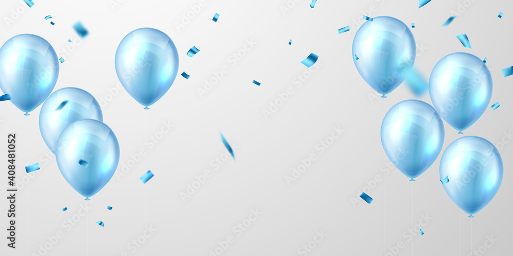 Celebration party banner with Blue color balloons background. Sale ...