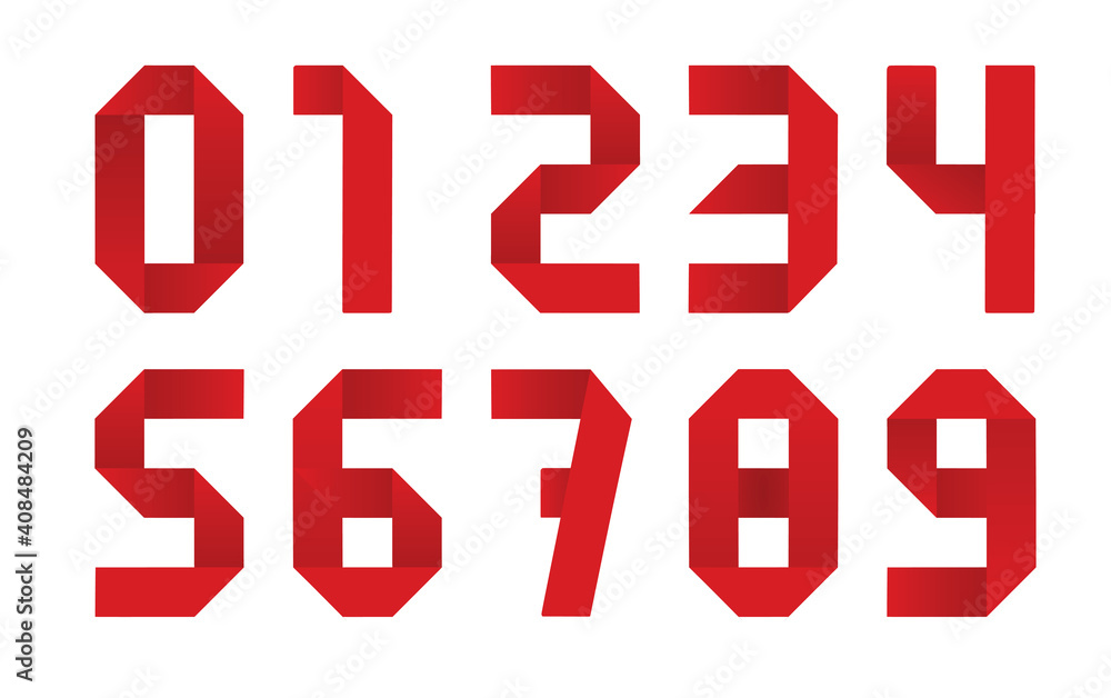 Paper origami numbers. vector illustration Stock Vector | Adobe Stock